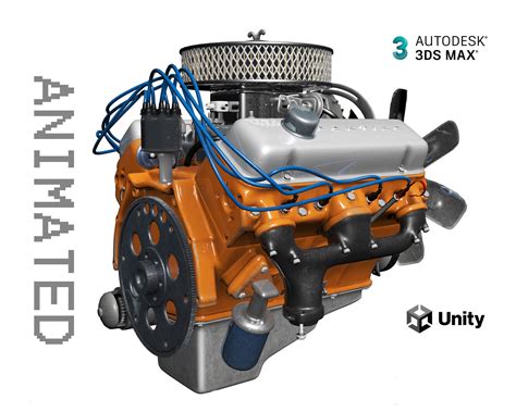 Pontiac V8 Engine Animated Model Midpoly 3d Model Animated Cgtrader