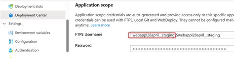 How To Connect To User Scope Ftp For Staging Deployment Slot Azure App