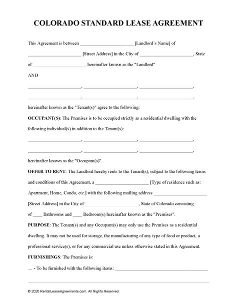 Free Colorado Residential Lease Agreement Pdf