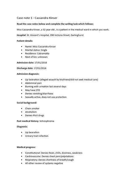 Case Note 1 Pdf Urinary Tract Infection Sexually Transmitted Infection