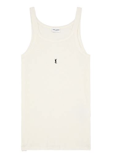 Saint Laurent Logo Embroidered Ribbed Cotton Tank Harvey Nichols