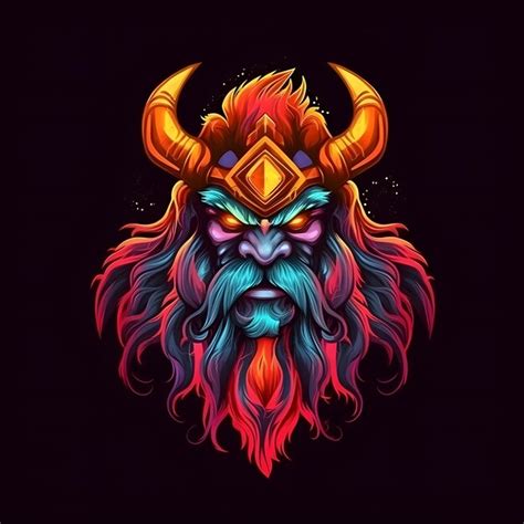 Premium Photo Colorful Troll Warrior Mascot Isolated On Black Background