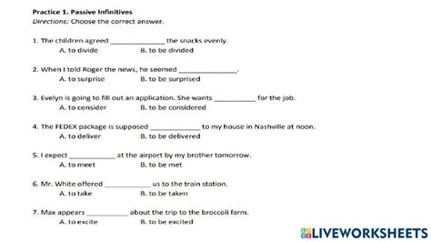 Passive Infinit Free Interactive Worksheets 1539519