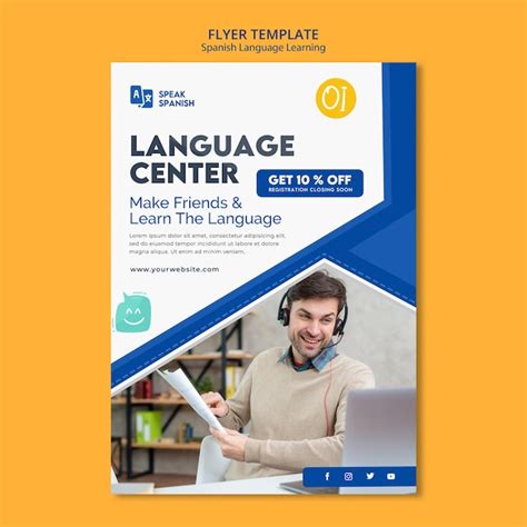 Learning Spanish Flyer Template Free Psd