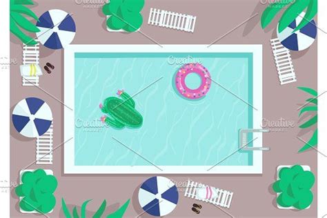Top View Square Pool Illustration