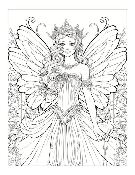 Fairy Princess Coloring Pages Premium Ai Generated Image