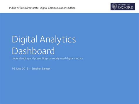 PDF Digital Analytics Dashboard University Of Oxford Digital Analytics Dashboard