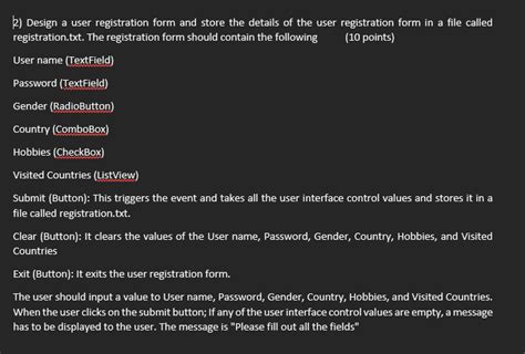 solved k design a user registration form and store the