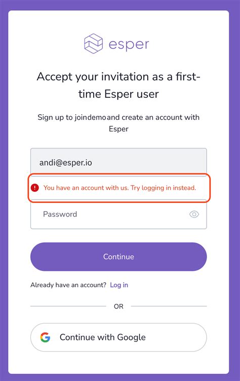 Signing In To A New Tenant Esper Help