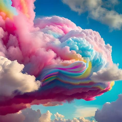 Premium Photo Intricate Detail Rainbow Cotton Candy Clouds