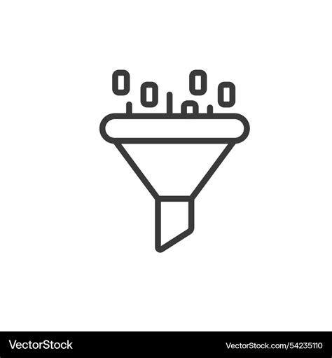 Data Funnel Icon In Line Design Flow Royalty Free Vector