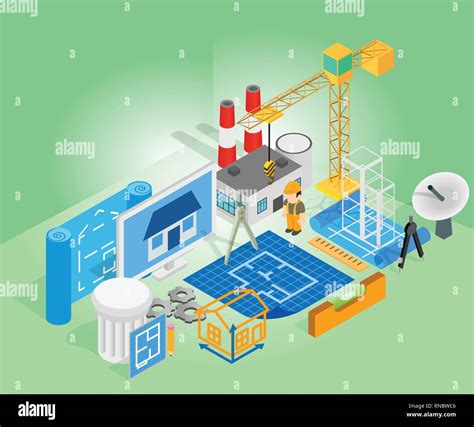Engineering Art Concept Banner Isometric Style Stock Vector Image