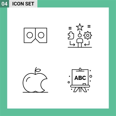 Mobile Interface Line Set Of 4 Pictograms Of Glasses Fruit User Star