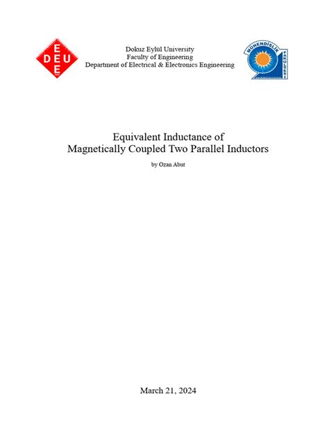 Equivalent Inductance Of Magnetically Coupled Parallel Two Inductors Pdf Inductance