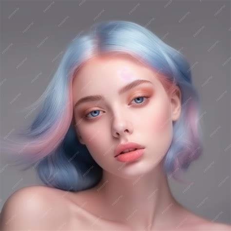 Premium Ai Image A Woman With Blue And Pink Hair And A Blue And Pink Hair