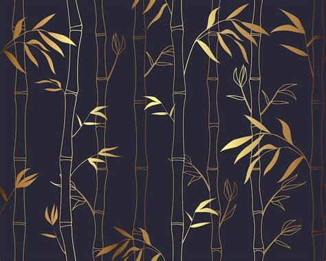 Golden Bamboo Seamless Pattern Repeating Design Element For Printing On