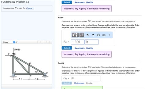 Fundamental Problem 6 6 Part A Determine The Force In