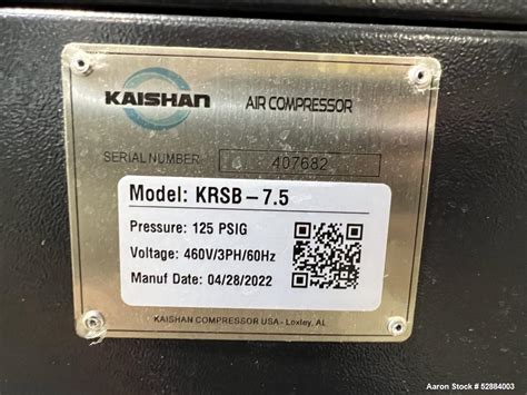 Used Kaishan Deltech Single Stage Rotary Air Compressor Model Krsb 7