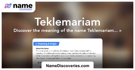 Teklemariam Name Meaning And Origin