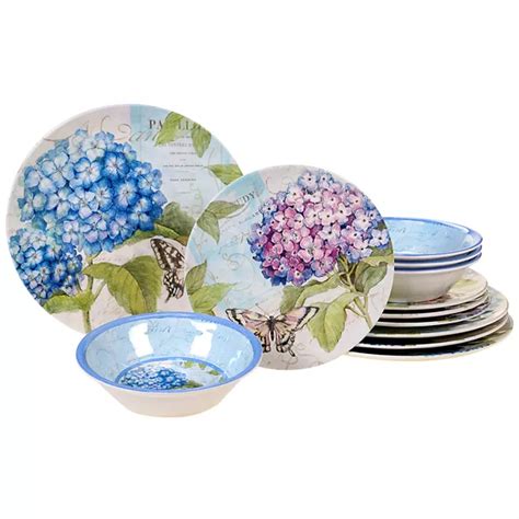 Certified International Hydrangea Melamine 12 Pc Dinnerware Set