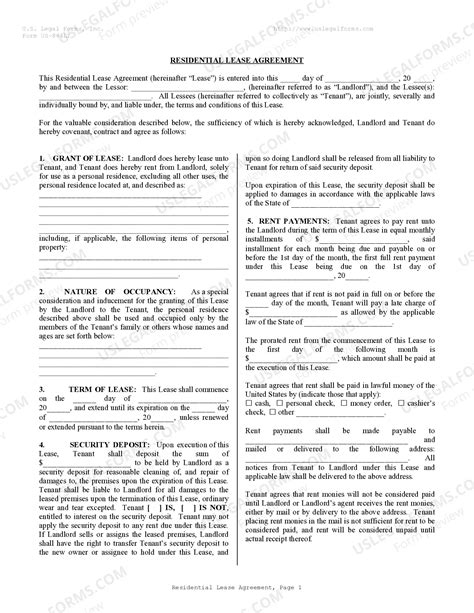 Residential Lease Agreement Word Template