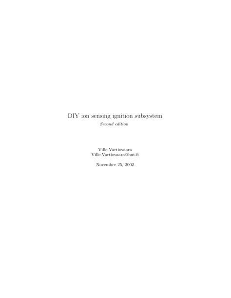 Diy Ion Sensing Ignition Subsystem