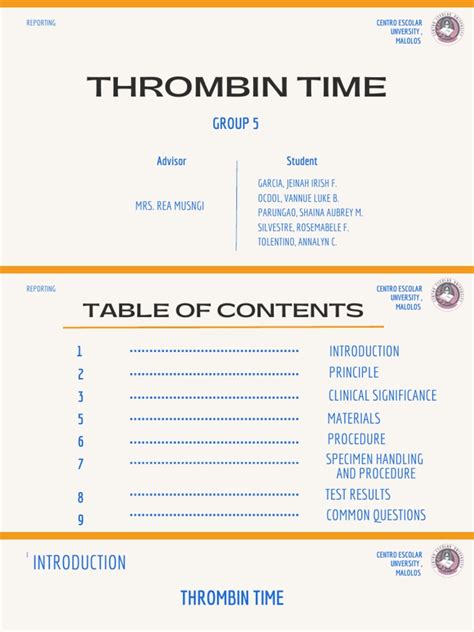 Thrombin Time Grp 5 Pdf Coagulation Blood Plasma