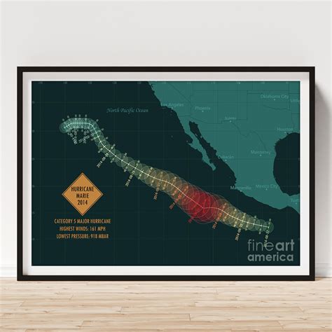 Hurricane Marie 2014 Track Eastern Pacific Ocean Infographic Poster By