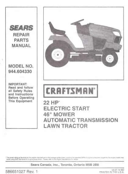 Craftsman 46 Inch Mower Deck Diagram Overview