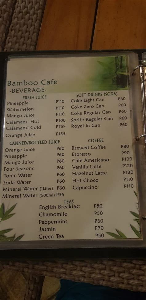 Menu At Bamboo Cafe San Francisco