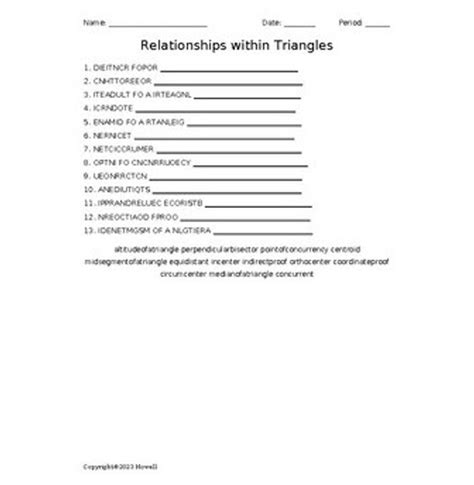 Relationships In Triangles Geometry Unit 7