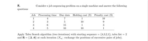 Consider N Job Sequencing Problem On A Single Machine