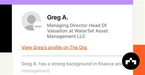 Greg A Managing Director Head Of Valuation At Waterfall Asset