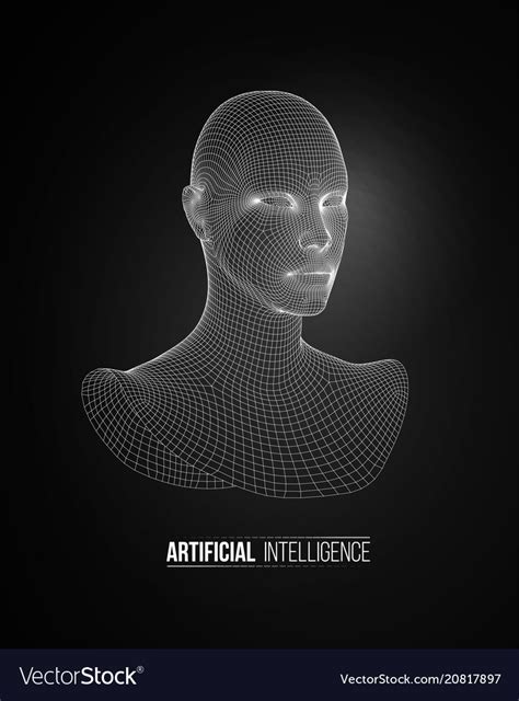 3d Head Wireframe Drawing Of Wireframe Royalty Free Vector