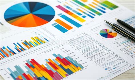 Colorful Data Visualization Charts And Graphs Displaying Statistical Information And Analysis
