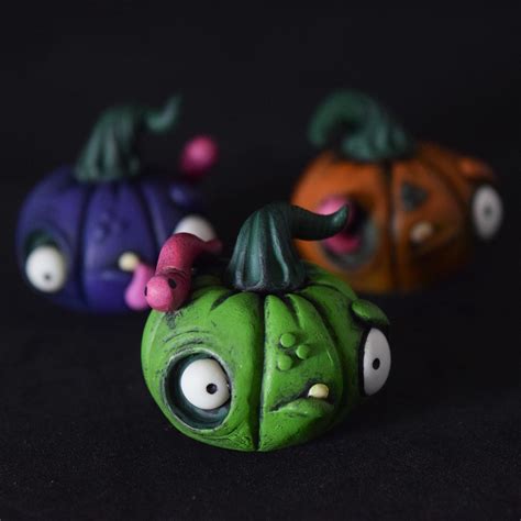 Putrid Pumpkins Handmade Polymer Clay Figurines Cute Halloween Decor