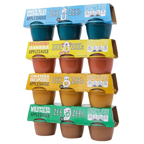 Zee Zees Variety Pack Applesauce Cups Blue Raspberry Orange