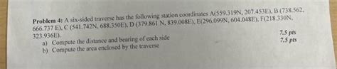 solved problem 4 a six sided traverse has the following