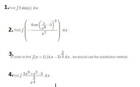 Solved Find Integral 2 Sinx Dx Find Integral 6 Csc