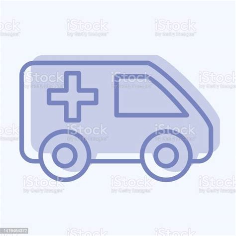 아이콘 구급차 자동차 기호에 적합합니다 두 가지 톤 스타일 편집 가능한 간단한 디자인 디자인 템플릿 벡터 간단한 그림 건강관리와 의술에 대한 스톡 벡터 아트 및 기타 이미지