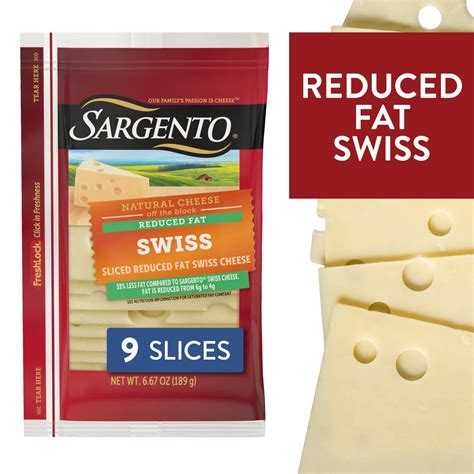 Sargento Sliced Reduced Fat Swiss Natural Cheese 9 Count 6 67 Oz
