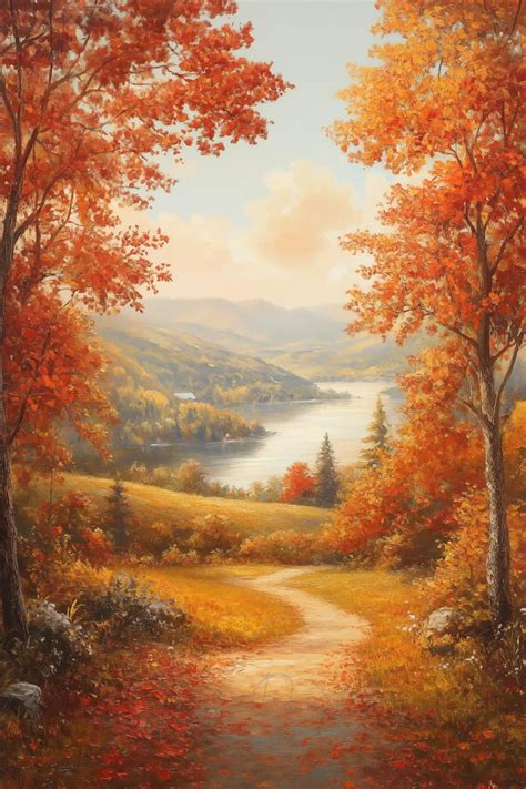 Vintage Fall Landscape Breathtaking Autumn Landscape Print Fall Foliage