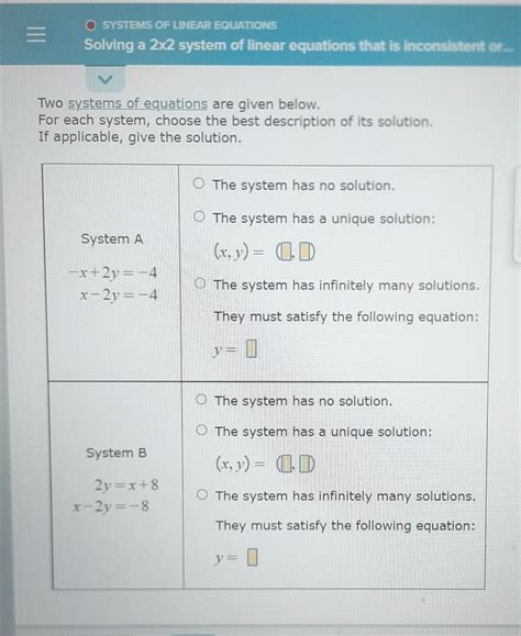 Solved O Systems Of Linear Equations Solving A 2x2 System Of