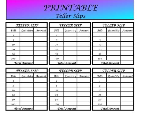 Free Printable Teller Slips Printable And Enjoyable Learning