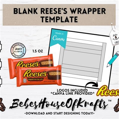 Blank Granola Bar Wrapper Template Canva Link Digital Etsy