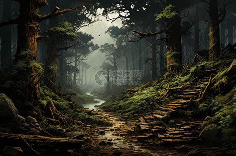 原始森林插画图片下载 正版图片600528111 摄图网