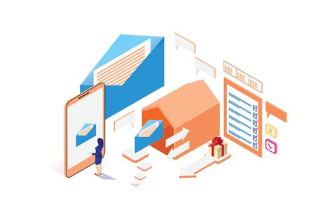 Modern Isometric Email Marketing Illustration Web Banners Suitable
