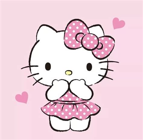 A Hello Kitty Wallpaper With Hearts On The Pink Background And An Image