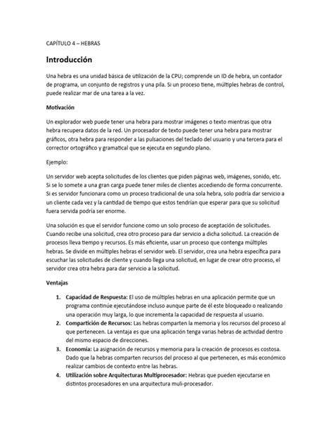Capítulo4 Hilos Pdf Kernel Sistema Operativo Proceso Computación