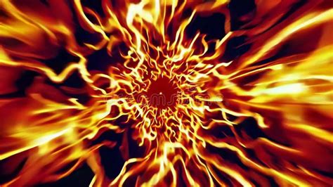 Dynamic Flames And Fire Energy On Black Background Stock Footage